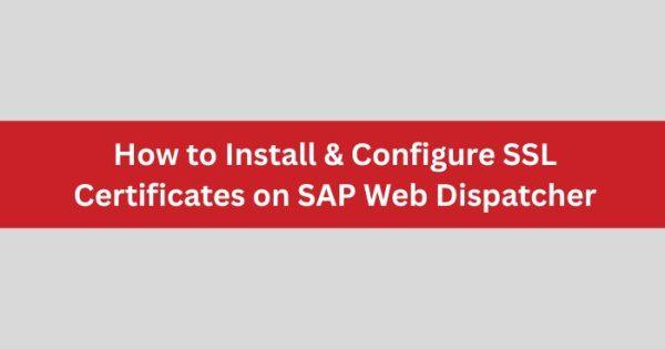 How To Install And Configure Ssl Certificates On Sap Web Dispatcher