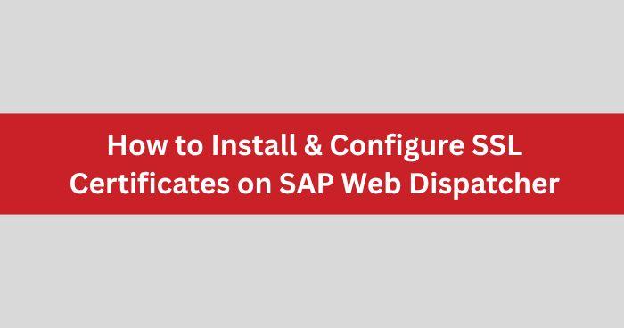 How To Install And Configure Ssl Certificates On Sap Web Dispatcher